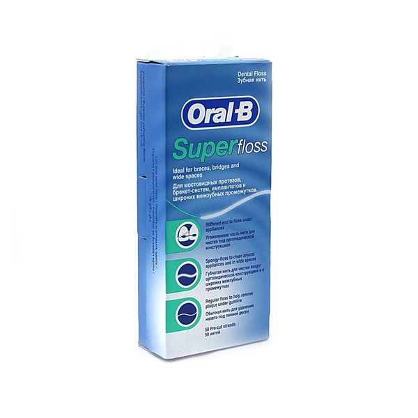 Зубная нить Орал-Би (Oral-B) Супер флосс 50 нитей вощен пак №1 - купить ...