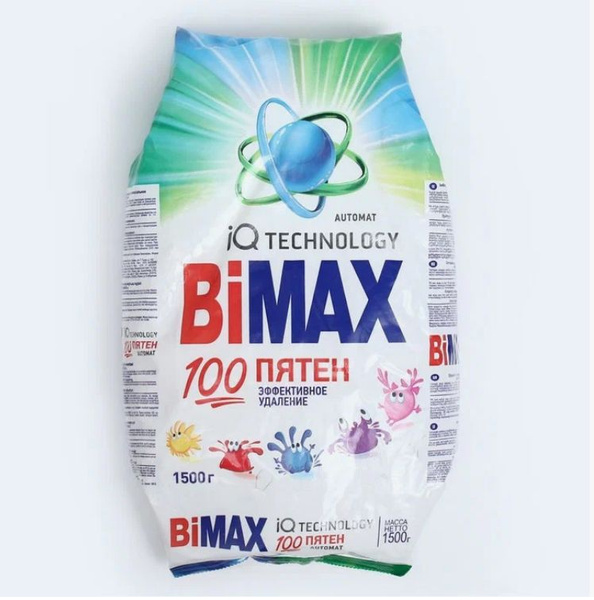 Bimax Стиральный порошок IQ Technology 100 пятен автомат 1500 г - купить с доставкой по выгодным ...