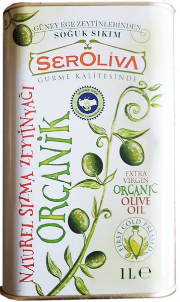 Оливковое масло Extra Virgin SEROLIVA Органик белая упаковка, жесть 1Л ...