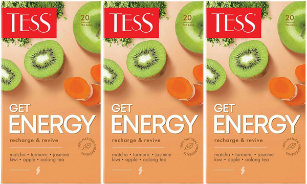 Чайный напиток Tess Energy в пакетиках 1,5 г х 20 шт, комплект: 3 ...
