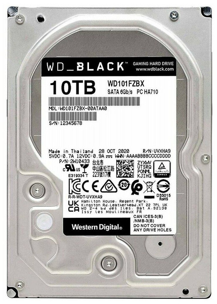 10 ТБ Внутренний жесткий диск Western Digital Black 3,5" 7200RPM 256MB ...