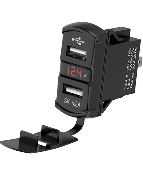 Разъём USB в авто врезной/ Розетка USB в прикуриватель с вольтметром ...