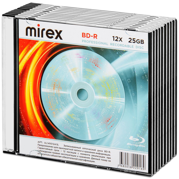 Диск BD-R 25 Gb Mirex 12x Slim box, упаковка 10 шт. - купить с ...
