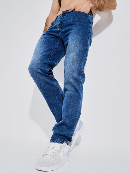 Джинсы Мужской GOODWIN ENACTMENT синий прямые Джинс, размер 58 прямой Молния, Пуговицы Средняя ...