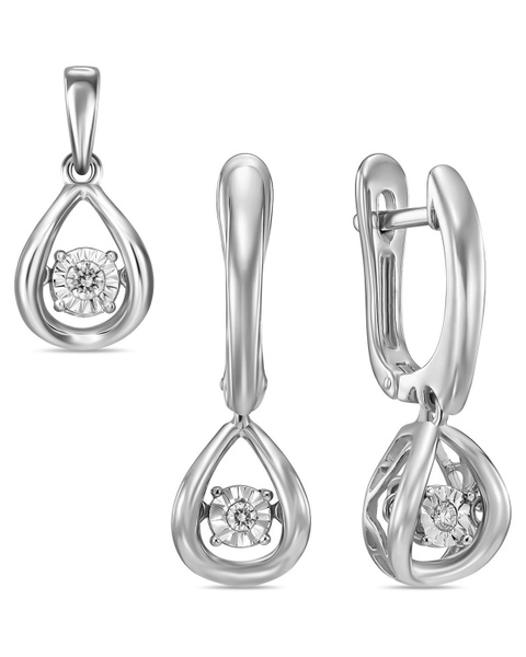 MIUZ Diamonds (Московский ювелирный завод) Комплект серьги с подвеской ...