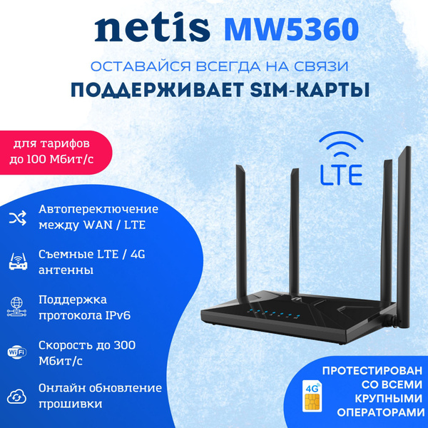 Роутер netis MW5360 с поддержкой SIM карт, LTE cat 4 купить на OZON по ...