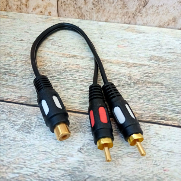 Кабель-адаптер гнездо RCA на 2 штекера RCA GOLD черный - купить с ...