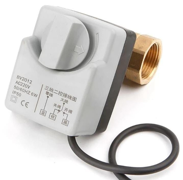 Кран шаровый 1/2'' с электроприводом 220В и ручным переключателем ...