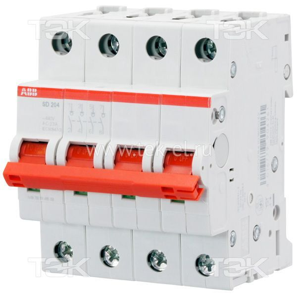 Рубильник модульный ABB 4-полюсный SD204/32 рычаг красный - купить по ...