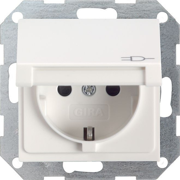Розетка с крышкой и шторками Gira 16A /250B с заземлением 55x55 белый ...