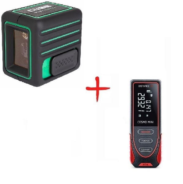 Купить КОМПЛЕКТ Лазерный уровень ADA CUBE MINI GREEN Basic Edition + Дальномер лазерный ADA ...