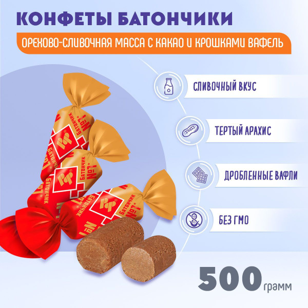 Батончики Рот Фронт сливочный вкус 500 грамм - купить с доставкой по ...