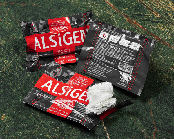 (1шт) Бинт-тампонада кровоостанавливающая ALSiGEM 7,5х185 / повязка на ...