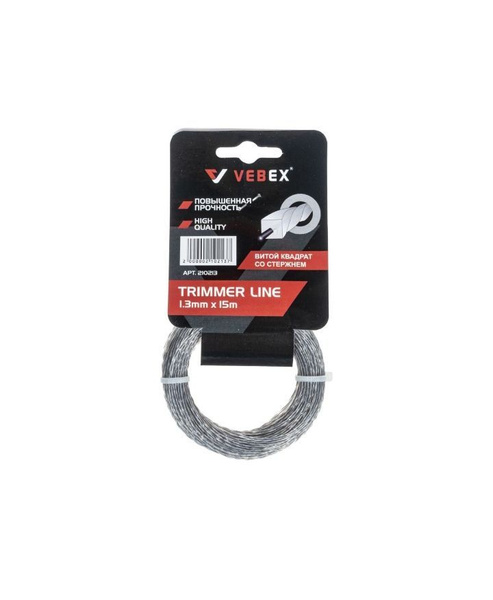 Леска для триммера Леска для триммера VEBEX (витой квадрат со стержнем) 1.3 мм длина 15м VEBEX ...