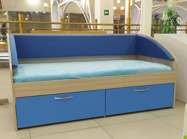 Кровать детская 85х164х80 см, BABYCAR Радуга-5 с ящиками,мягкой спинкой ...
