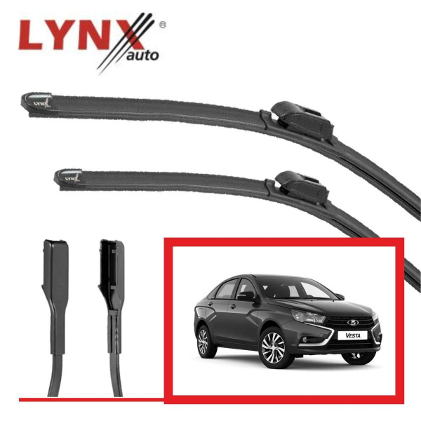 Комплект бескаркасных щеток стеклоочистителя LYNXauto Lynx_Lada_Vesta ...