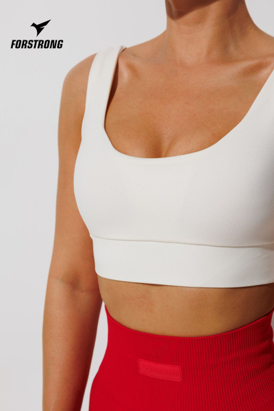Топ Женский FORSTRONG белый, размер 44, 46 Трикотаж Спортивный Бег, Фитнес Съемные чашечки ...