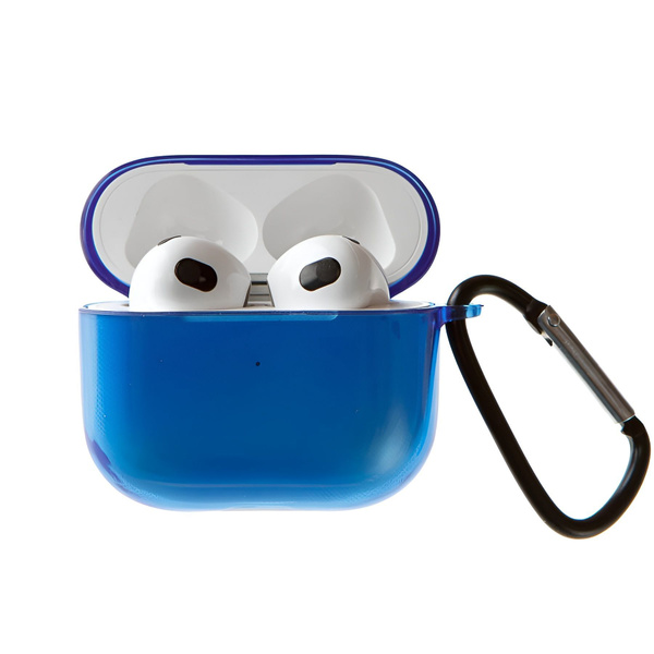 Прозрачный силиконовый чехол на Apple AirPods 3 (Аирподс 3) с карабином ...