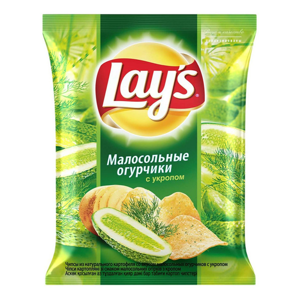 Чипсы картофельные Lay's Малосольные огурчики с укропом 125 г - купить с доставкой по выгодным ...