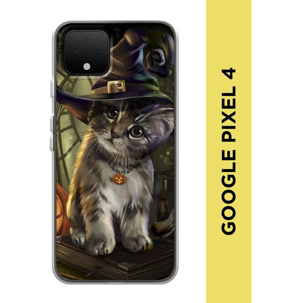 Силиконовый чехол на Google Pixel 4 / Гугл Пиксель 4 "Кот на Хэллоуин ...