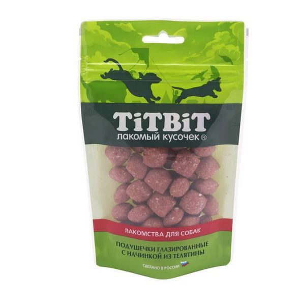 Titbit Подушечки глазированные с начинкой из телятины для собак Золотая ...