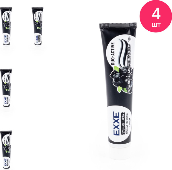 Зубная паста EXXE Duo Active мятная свежесть с бамбуковым углем для защиты от кариеса 100г ...