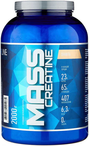 Гейнеры высокоуглеводные R-Line Mass Creatine (2000 г) Ваниль - купить ...