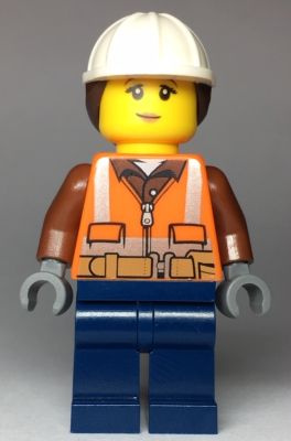 Минифигурка Lego Construction Worker - Female, Orange Safety Vest ...