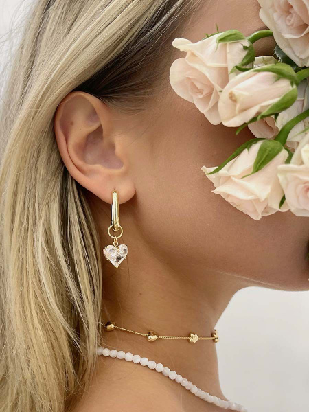 Серьги - кольца из латуни со съемными подвесками из натурального камня ...