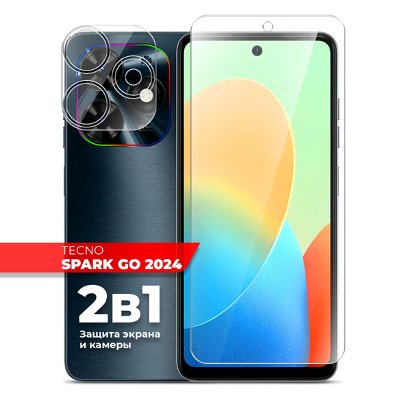 Защитное стекло для Tecno Spark Go 2024 Техно Спарк Гоу 2024 на Экран и Камеру гибридное