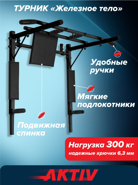 Турник, брусья, пресс 3 в 1 Absolute champion, максимальный вес 300 кг, Антискользящее покрытие ...