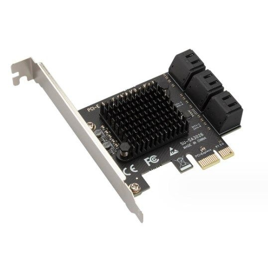 Контроллер PCIe x4 v3.0 / ASM1166 / 6 x SATA, SATA 3.0 6Gb/s (ORIENT ...