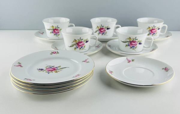 Винтажный чайный сервиз "Полевые цветы". Фарфор Thun. Чехословакия, 1980-е. купить по низким ...