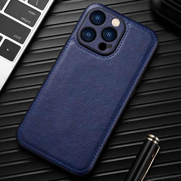Кожаный чехол для iPhone 14 Pro Max Защита объектива,синий - купить с ...