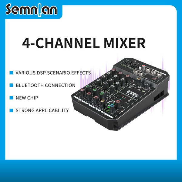 SEMNLAN 4-Channel Микшерный пульт с микрофоном, с bluetooth/USB ...
