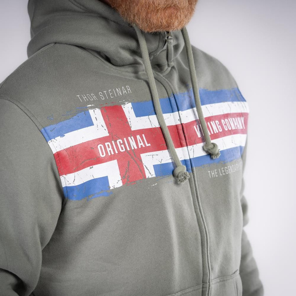 Толстовка Мужской Thor Steinar Воротник, Вышивка оливковый Завязки, Молния Хлопок, Полиэстер ...