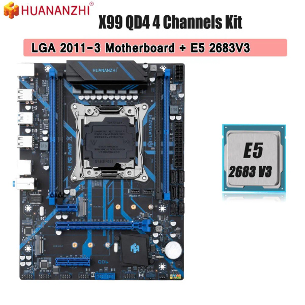Материнская плата HUANANZHI HUANANZHI X99-QD4 + E5 2683 V3 купить по низкой цене с доставкой и ...