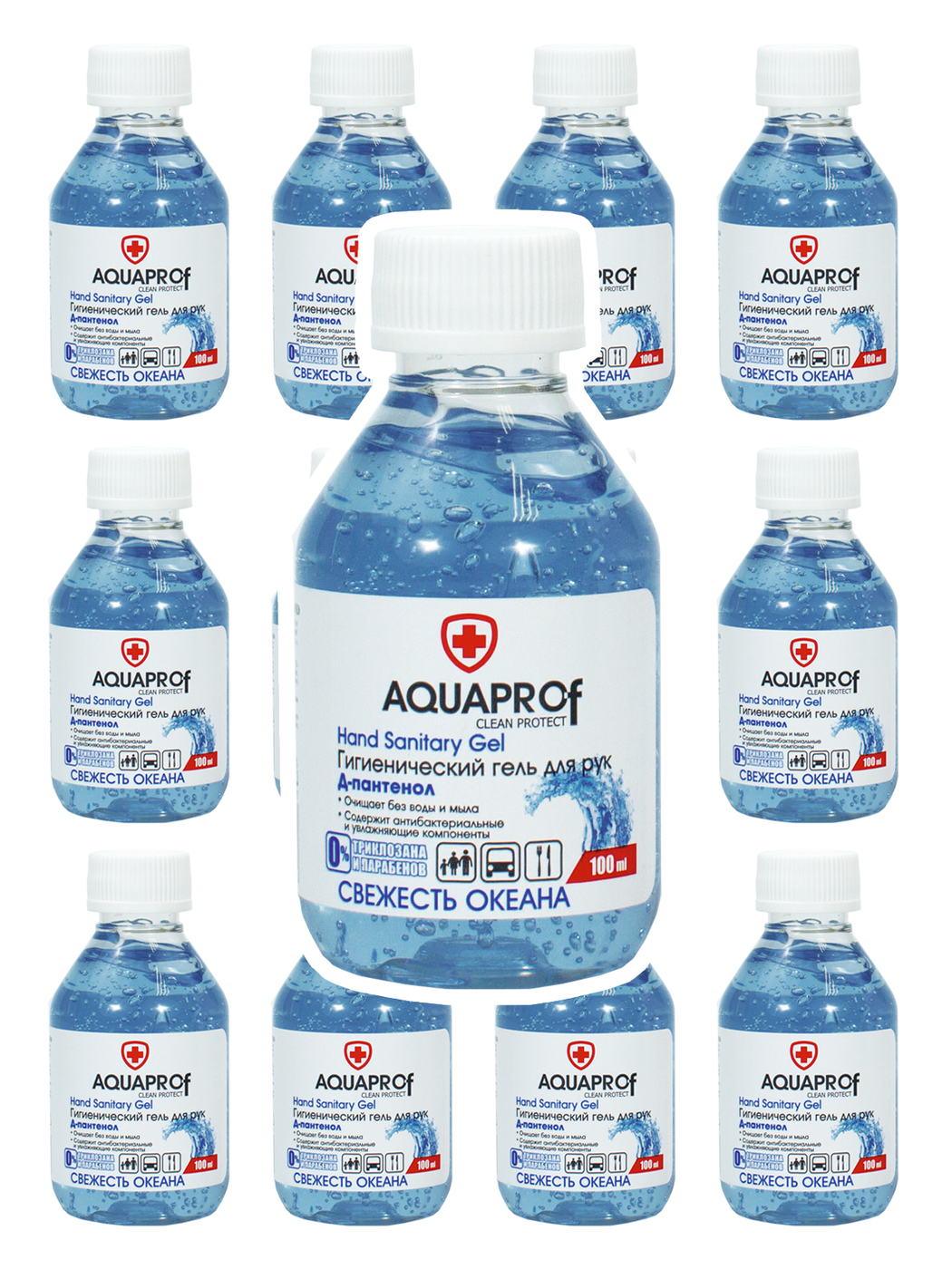 Антисептическое средство AQUAPROF Свежесть океана, 12 шт х 100 мл 70% ...