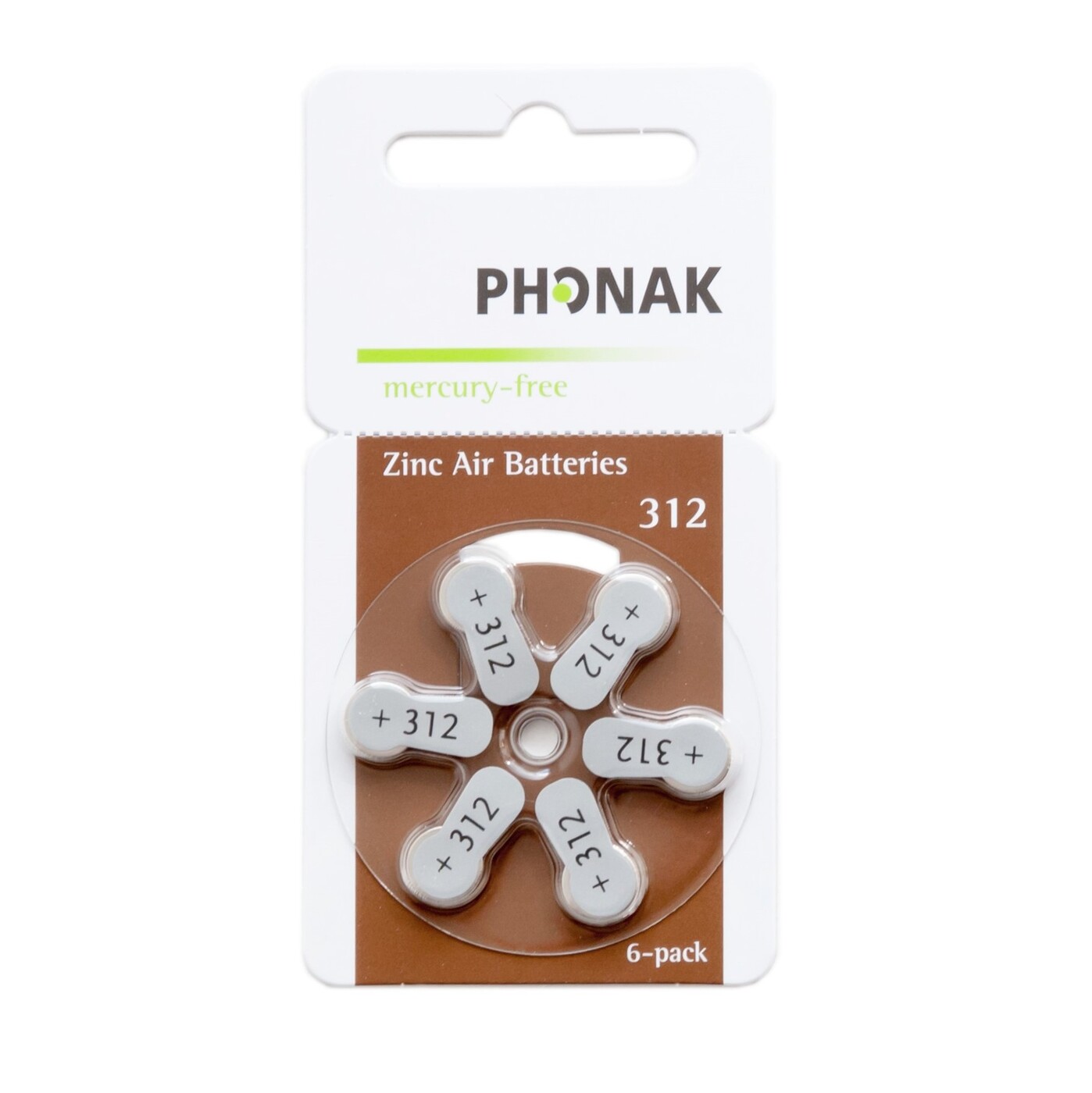 Батарейки Phonak 312 для слухового аппарата, 1 блистер (6 батареек ...