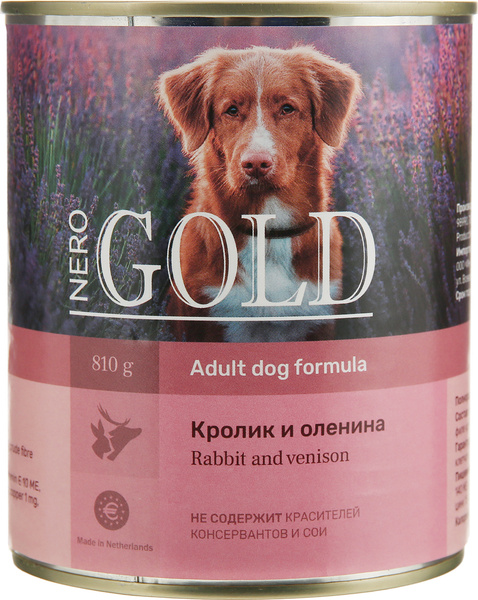 Консервы для собак "Nero Gold", с кроликом и олениной, 810 г - купить с ...