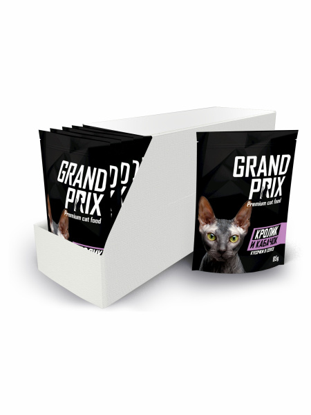 Влажный корм для кошек GRAND PRIX кусочки в соусе Кролик и кабачок, 24 ...