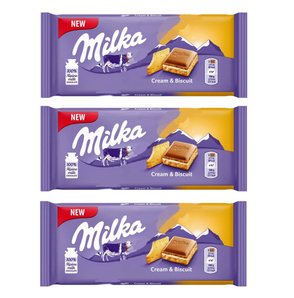 Шоколад Milka Cream & Biscuit с печеньем и кремом 100 гр. (3 шт ...