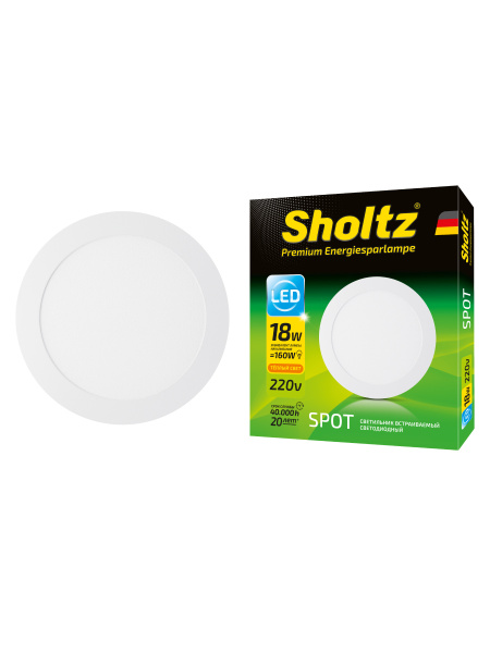 Светильник светодиодный потолочный встраиваемый Sholtz 18 Вт 3000К ...