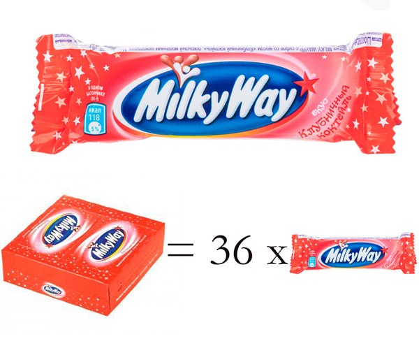 Батончик Milky Way Клубничный коктейль, 36 штук по 26 г - купить с ...