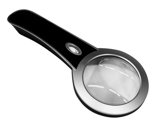 Лупа Kromatech ручная круглая 6х, 73 мм, с подсветкой (2 LED), черно-серебристая G988-075 ...