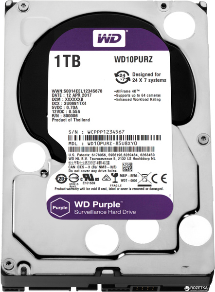 1 ТБ Внутренний жесткий диск Western Digital Purple (WD10PURZ) - купить ...