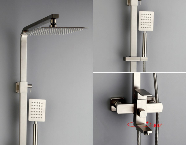 Душевая система с тропическим душем; Haiba HB24803, с поворотным изливом и ручной лейкой ...