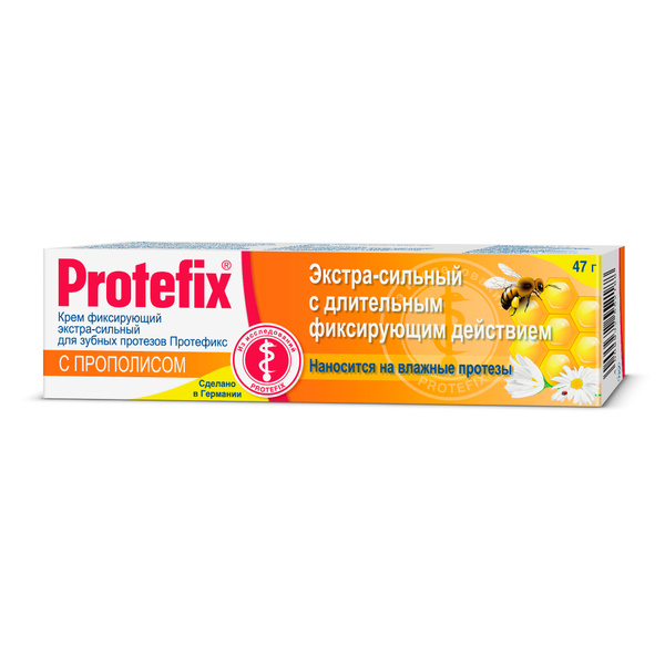 Крем фиксирующий для зубных протезов Protefix, с прополисом, экстра ...