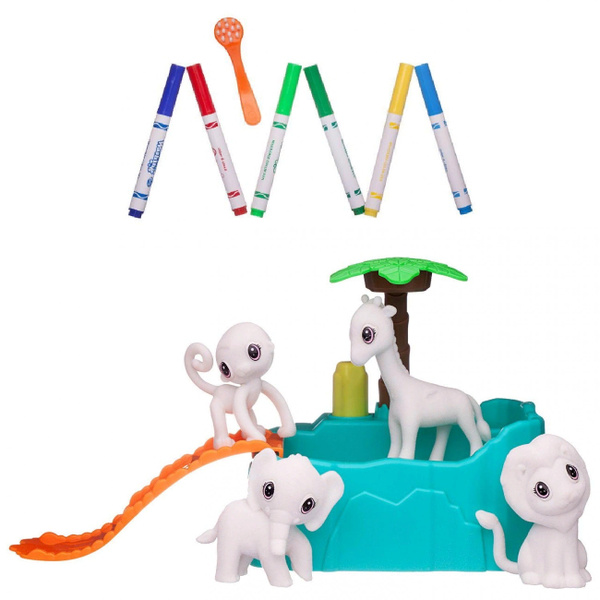 Набор для творчества Junfa Фигурки для раскраски. Любимые животные в бассейне с душем WK-19011 ...