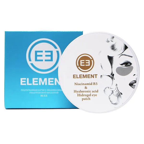 патчи для глаз ELEMENT Blue с гиалуроновой кистолой 60шт гидрогелевые ...